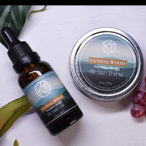 Natural Beard Oil & Beard Balm Set - Sandalwood - KT Valley Co.